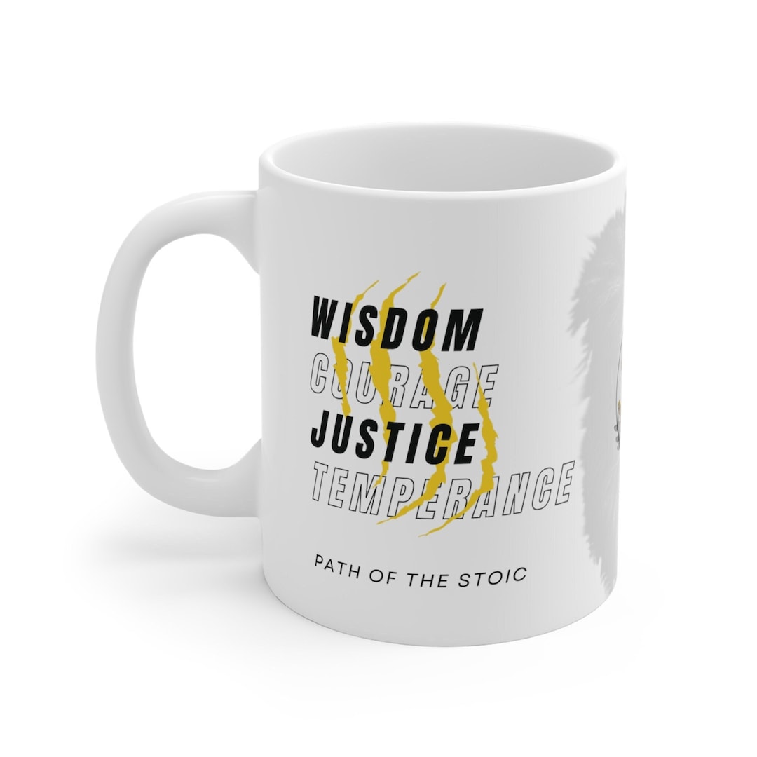 4 Stoic Virtues Mug 11oz Path of the Stoic, Stoicism Coffee Cup, Seneca ...