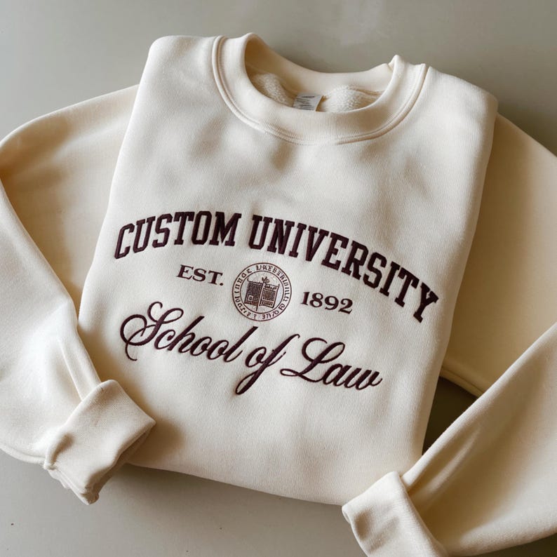 Embroidered Custom College Sweatshirt, Personalized University Hoodie ...