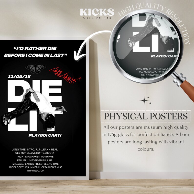 Playboi Carti 'Die Lit' Album Cover Poster Albumcover Wandkunst Hochwertige Poster Größen in A4 ...