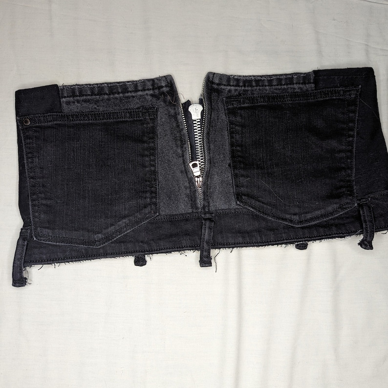 Two-toned Denim Set With Skirt and Bando Top - Etsy