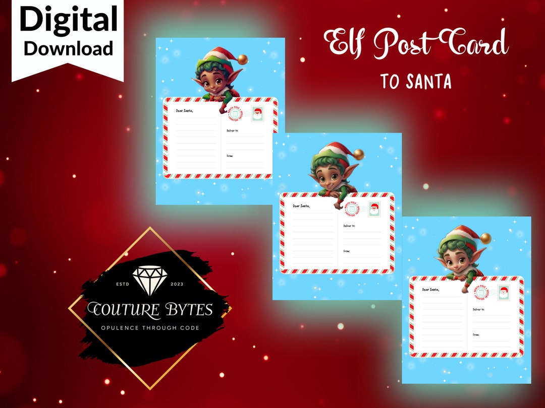 Christmas Elf Postcard to Santa Santa Claus Wishlist Card Festive Elf ...