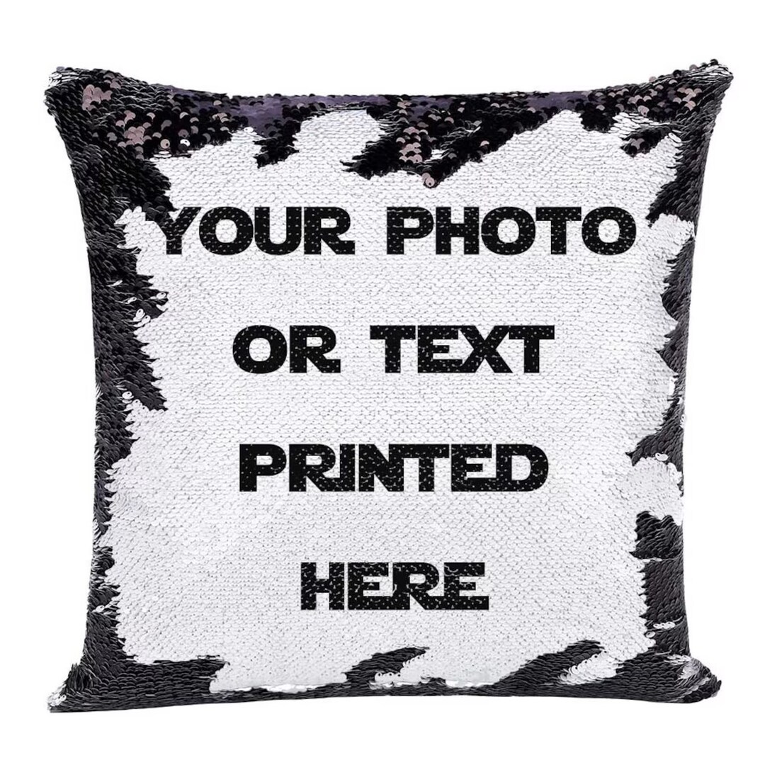 Sequin Pillow Personalized Custom Photo/text Pillow Custom Magic Pillow ...