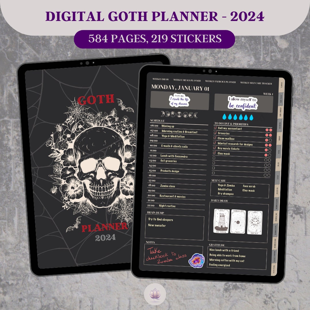 Goth Planner 2024 Witchy Planner Tarot Journal Good Notes Planner ...