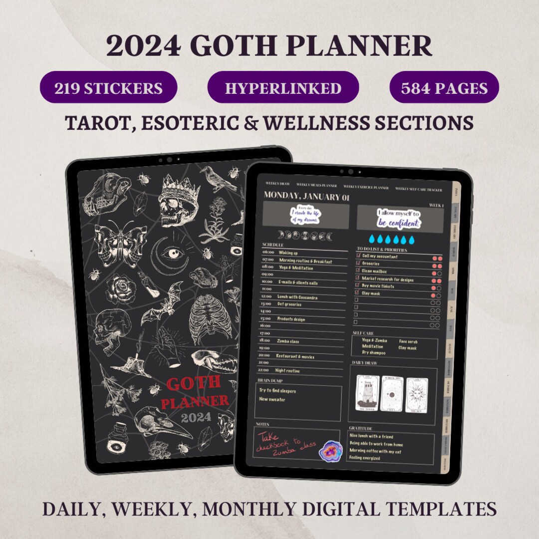 Goth Planner 2024 Witchy Planner Tarot Journal Good Notes Planner ...