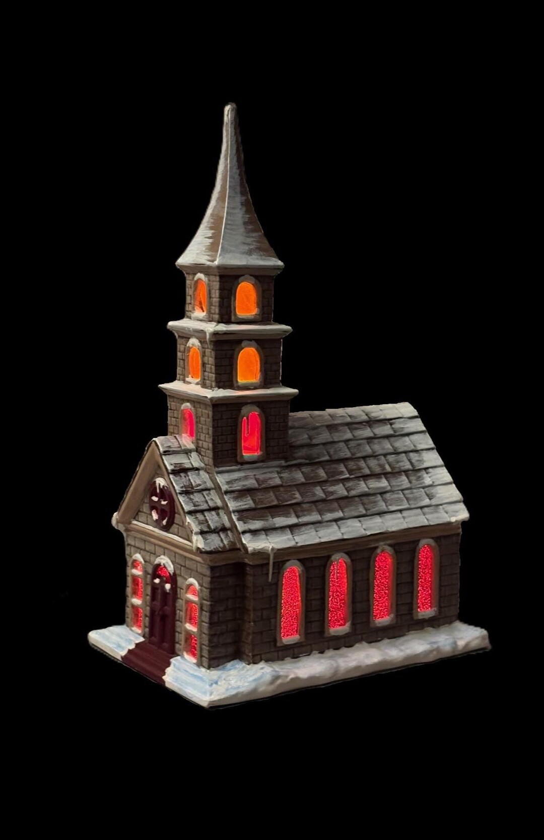 Vintage 1979 Byron Molds Lighted Ceramic Church –with New Interior ...