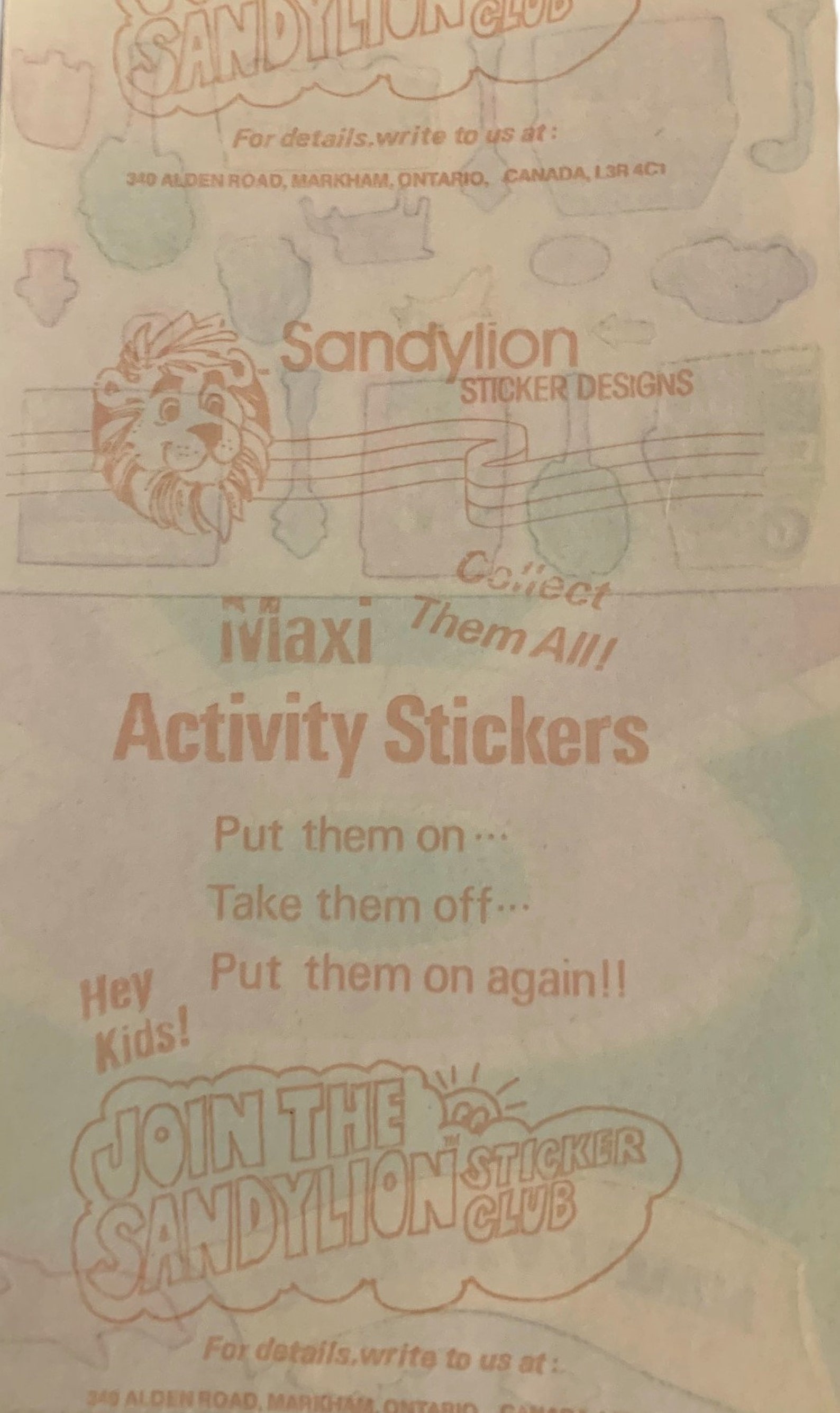 1983 RARE Vintage Sandylion Maxi Activity Sticker: design a Town 100% ...