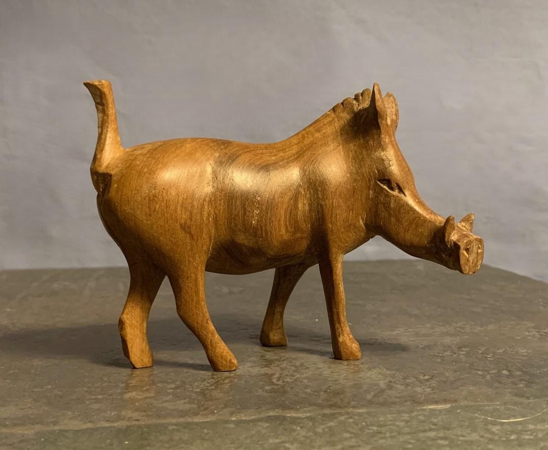Vintage Hand Carved Wooden Wild Hog Small - Etsy