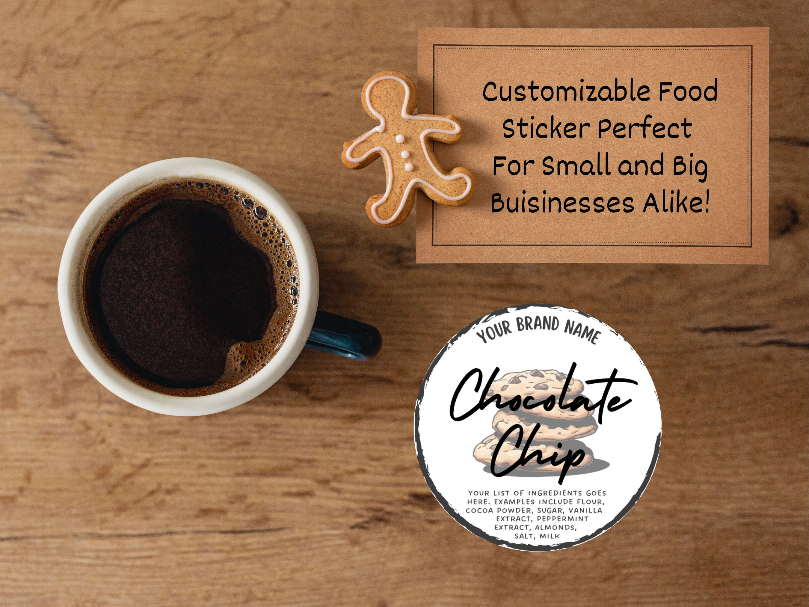 Chocolate Chip Cookie Label Template, Bakery Baked Goods Food Label ...