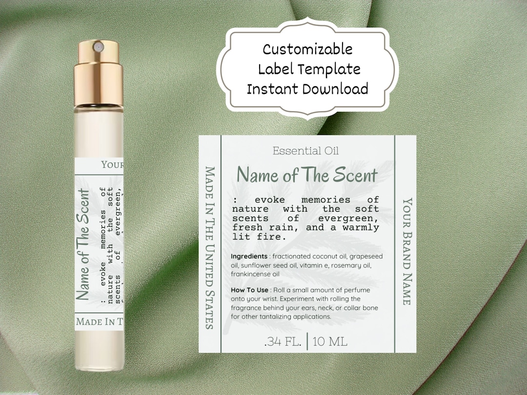 10 ML Roller Bottle Label Template, 10 ML Spray Bottle Label ...