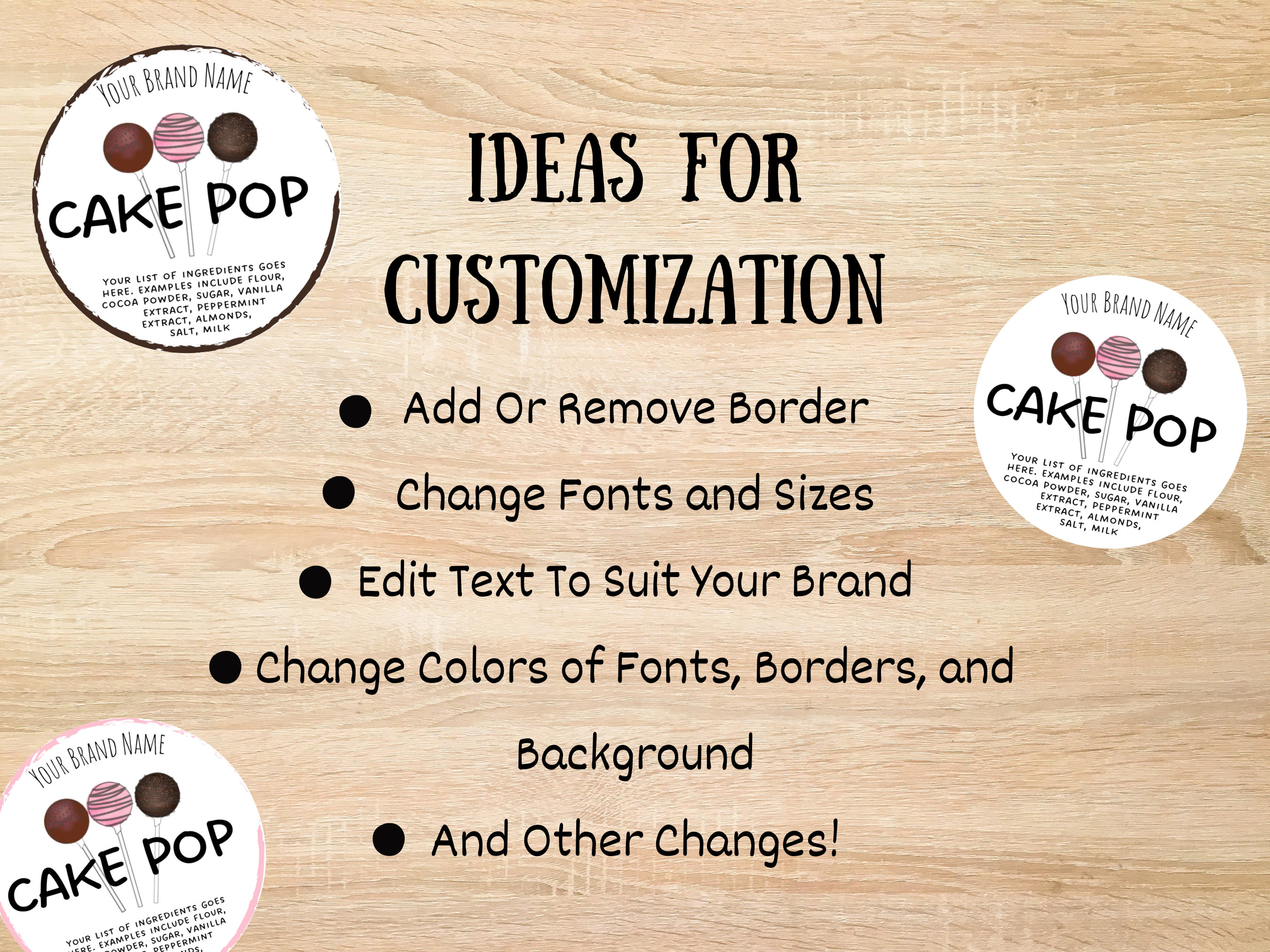 Cake Pops Label Template, Cake Balls Baked Goods Food Label, Small ...