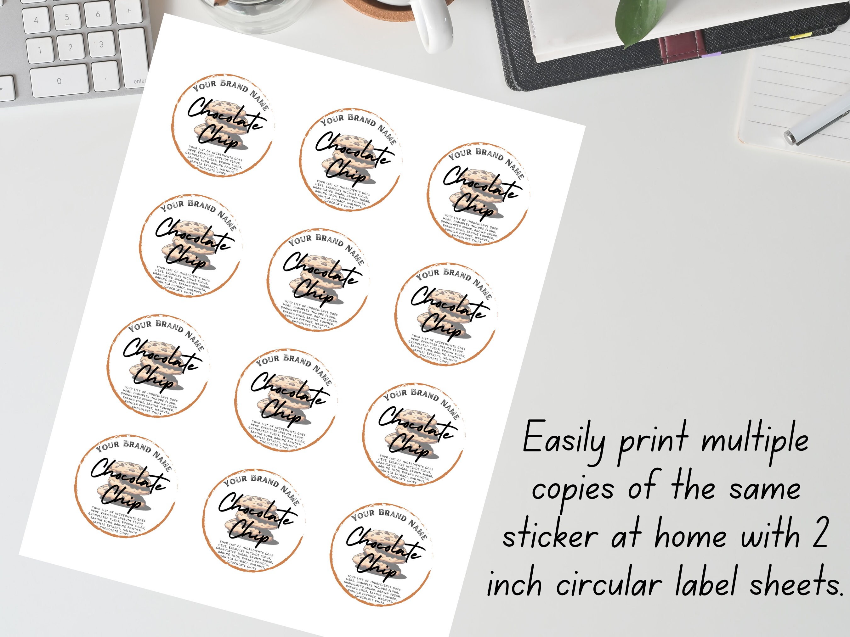 Chocolate Chip Cookie Label Template, Bakery Baked Goods Food Label ...