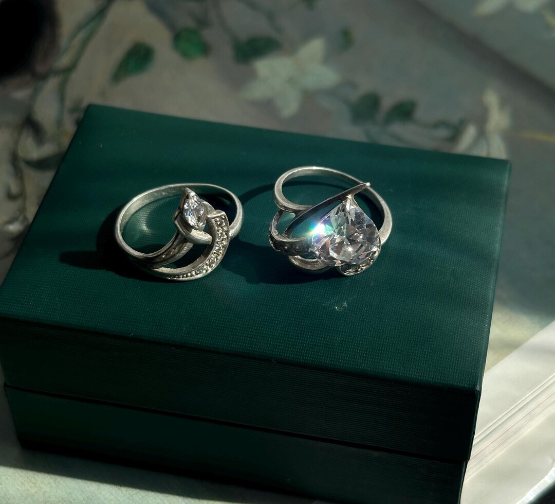 Sterling Silver Ring With Heart-shaped Cubic Zirconia, Ring Crown ...