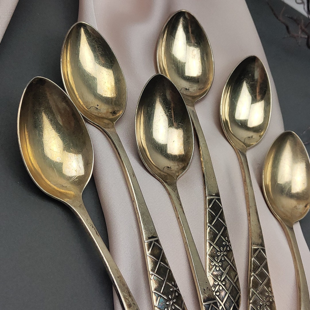 Vintage Soviet Set of Sterling Silver Spoons Star Marking 875 Proof ...