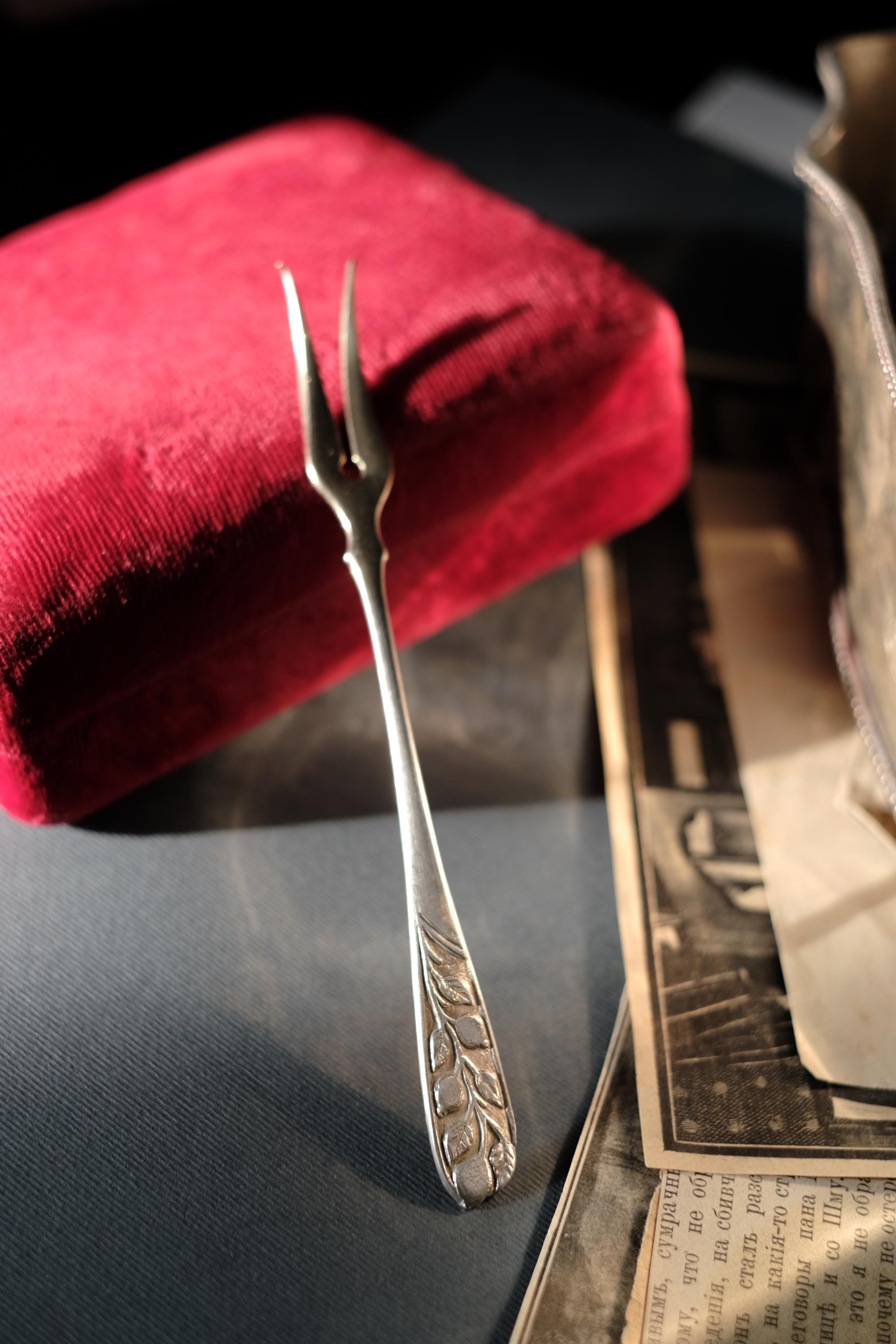 Vintage Sterling Silver 875 Lemon Fork, Soviet Silver Snack Fork With a ...