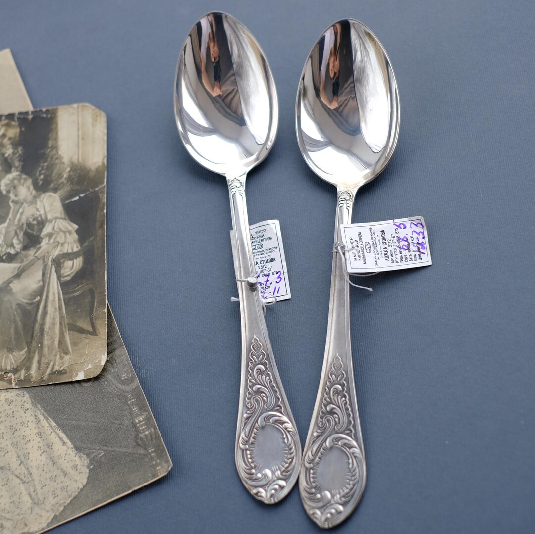 Sterling Silver Tablespoons New, Soviet Silver Spoons 875 With Factory ...
