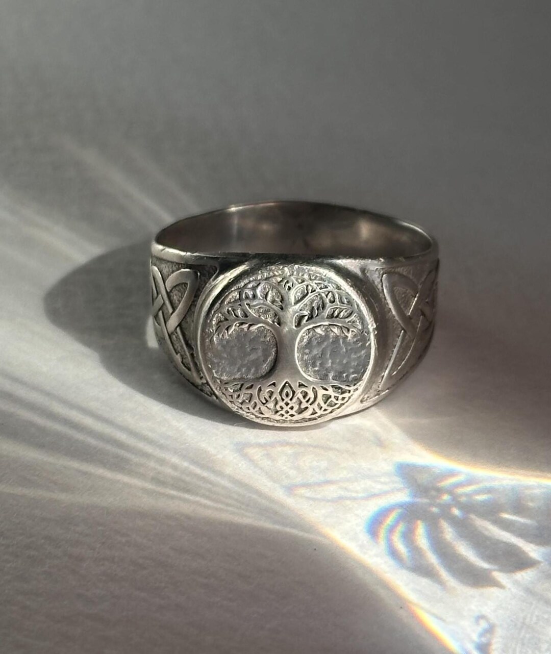 Vintage Sterling Silver Ring Signet Tree With Roots Celtic Pattern ...