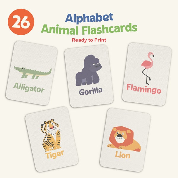 Animal Flash Cards - Etsy