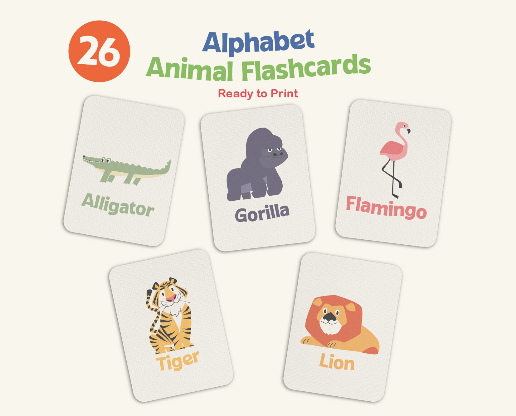 Printable Animal Alphabet Flash Cards for Kids, 26 Educational ...