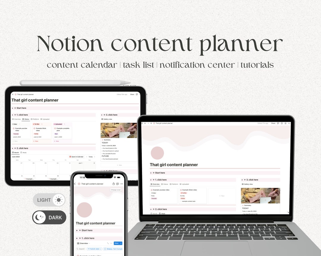 Notion Content Planner | Notion Template for Content Creators | That Girl Notion Template ...