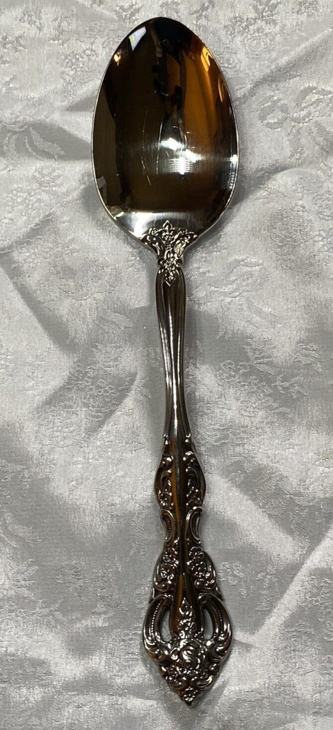 Oneida MICHELANGELO Stainless Heirloom CUBE Solid Serving Spoon Glossy ...