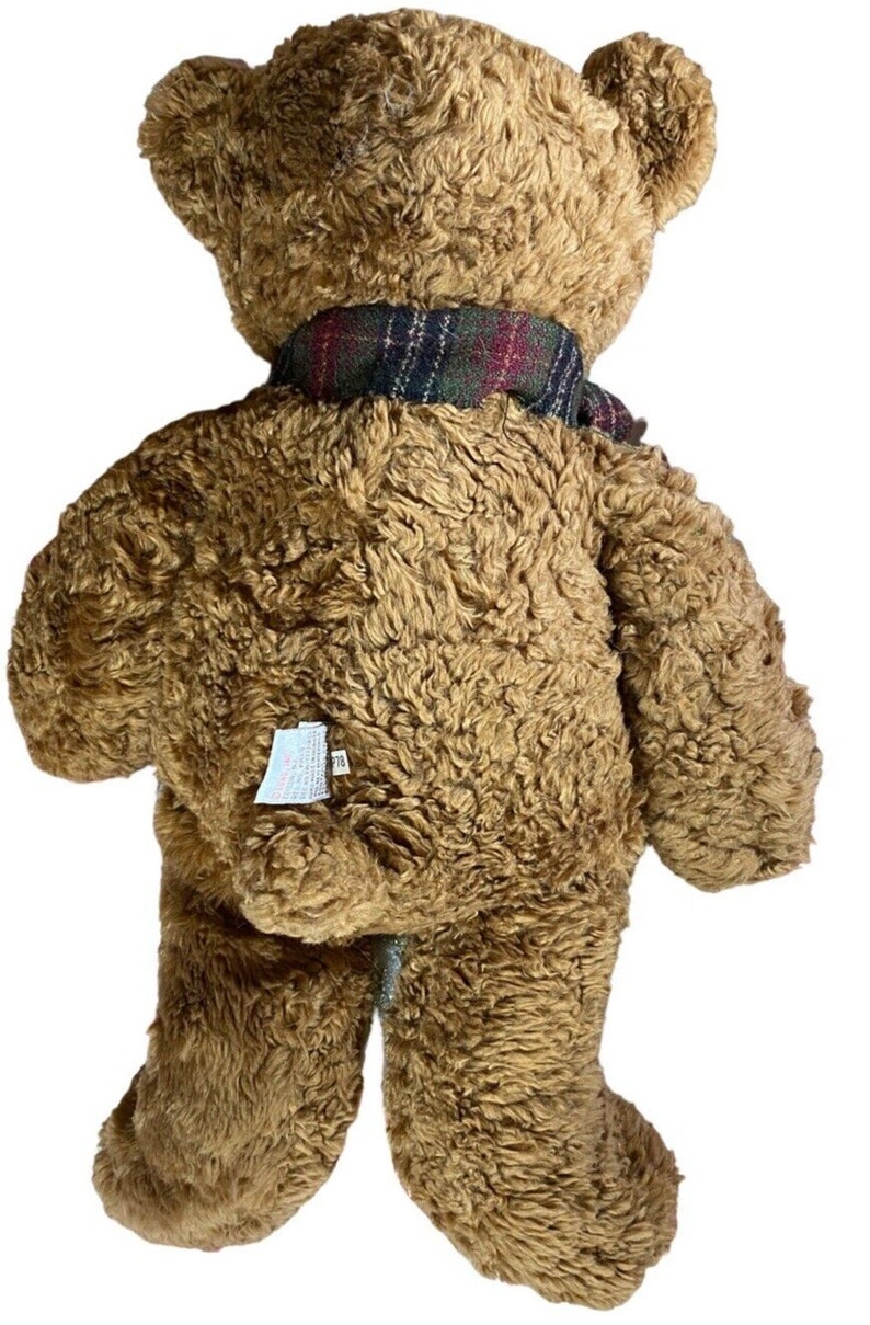 Gund Brown Teddy Brown Bear Plaid Scarf Wrap 20” Plush Stuffed Animal ...