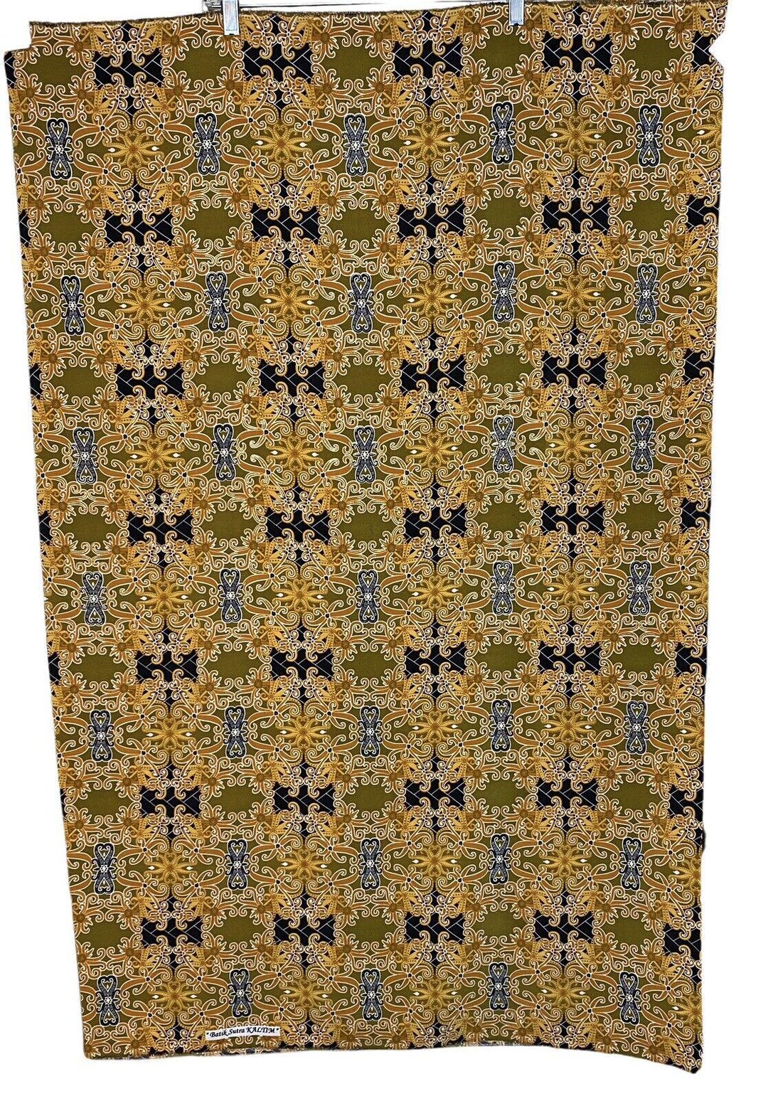 Semi-silk Fabric Batik Sutra Kaltim Okra/gold Indie Sari Luxury Sewing ...