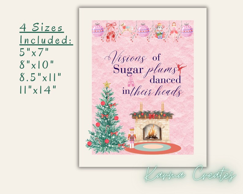 Nutcracker Typography Art - Visions of Sugar Plums - Digital Download ...