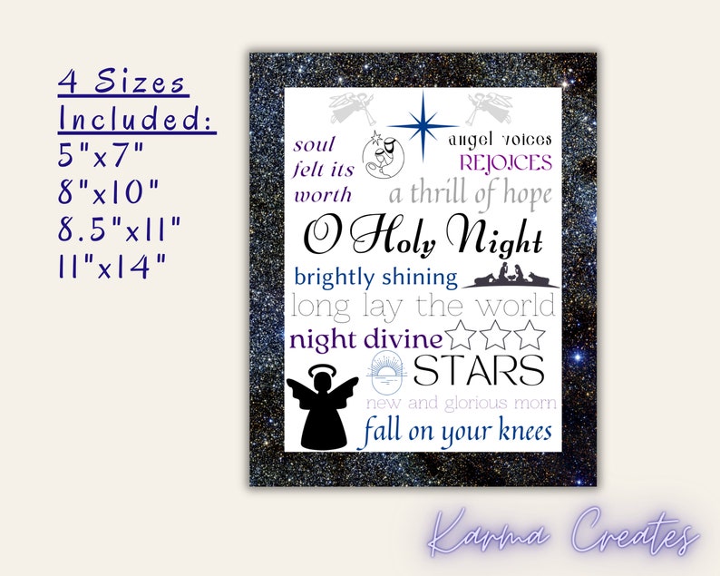 Christmas Song Lyric Art - O Holy Night - Etsy