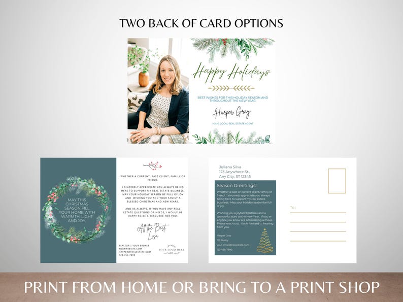 Realtor Holiday Postcard Template: Real Estate Christmas Card (digital ...