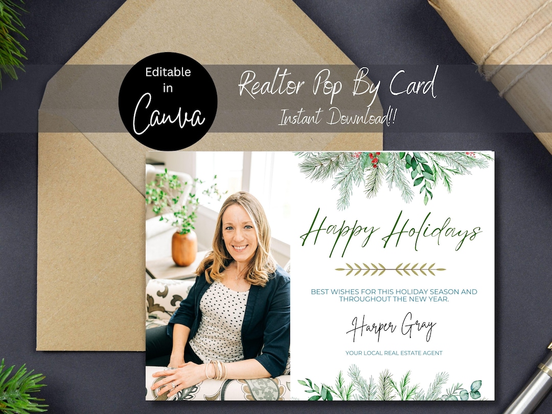 Realtor Holiday Postcard Template: Real Estate Christmas Card (digital ...