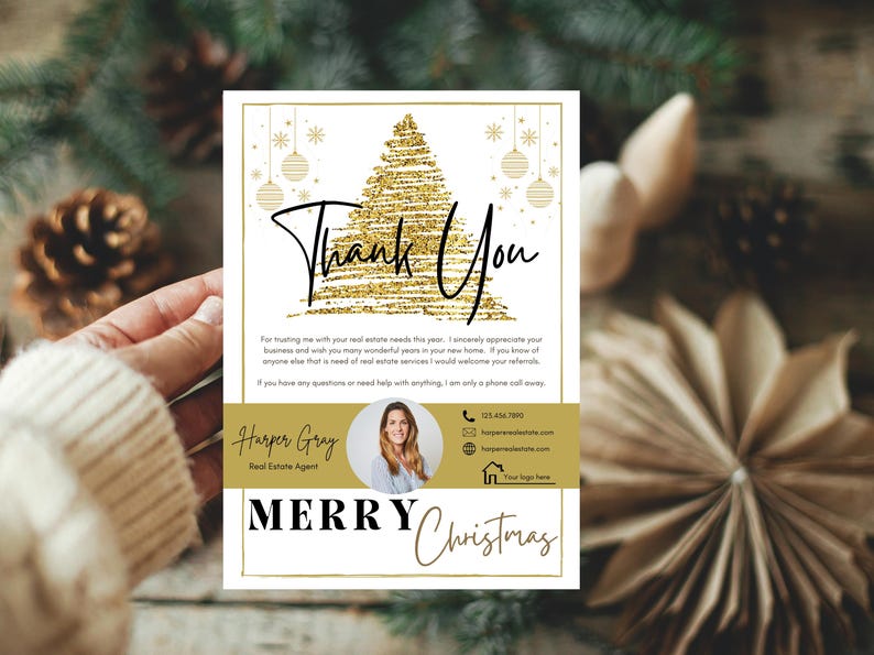 Realtor Christmas Card Template: Holiday Real Estate Postcard (digital ...
