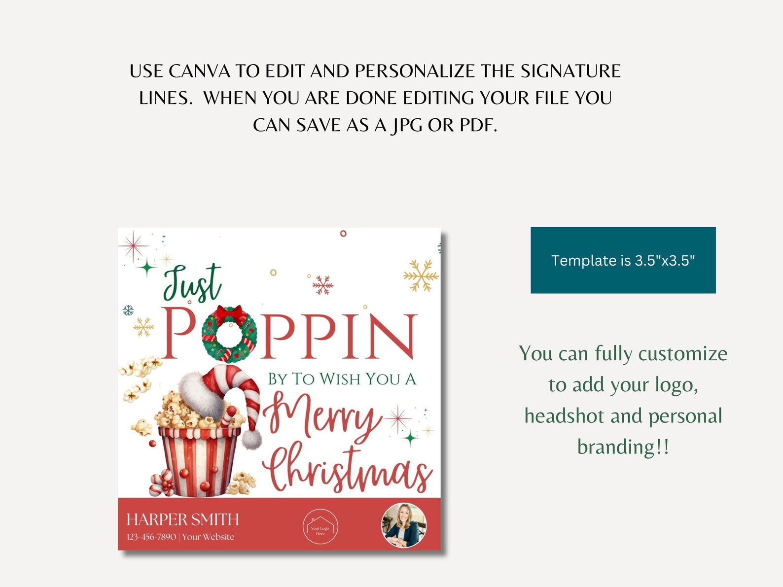 Realtor Christmas Pop by Tags | Just Popping by to Say Merry Christmas ...