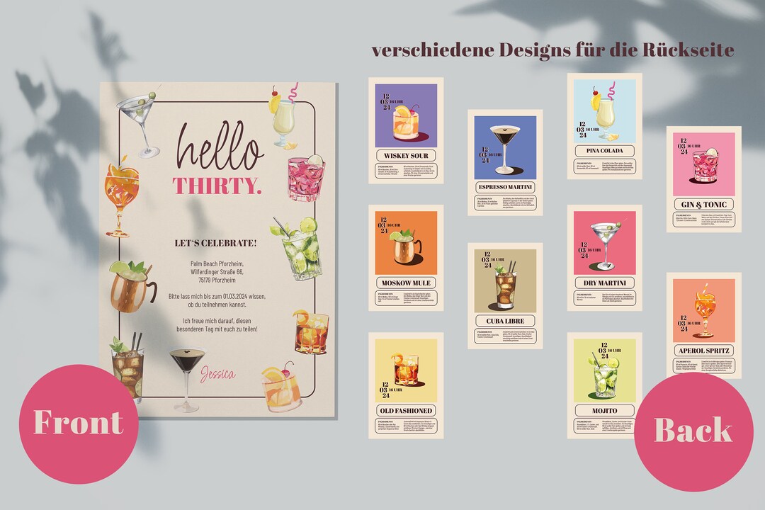 Birthday Invitation, Birthday Party, Cocktail, Party, DIN A5 Format ...