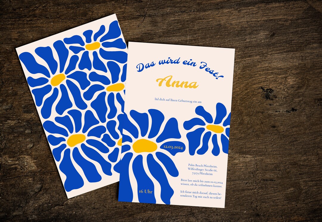 Birthday Invitation, Birthday Party, Flowers, Floral Design, DIN A5 ...