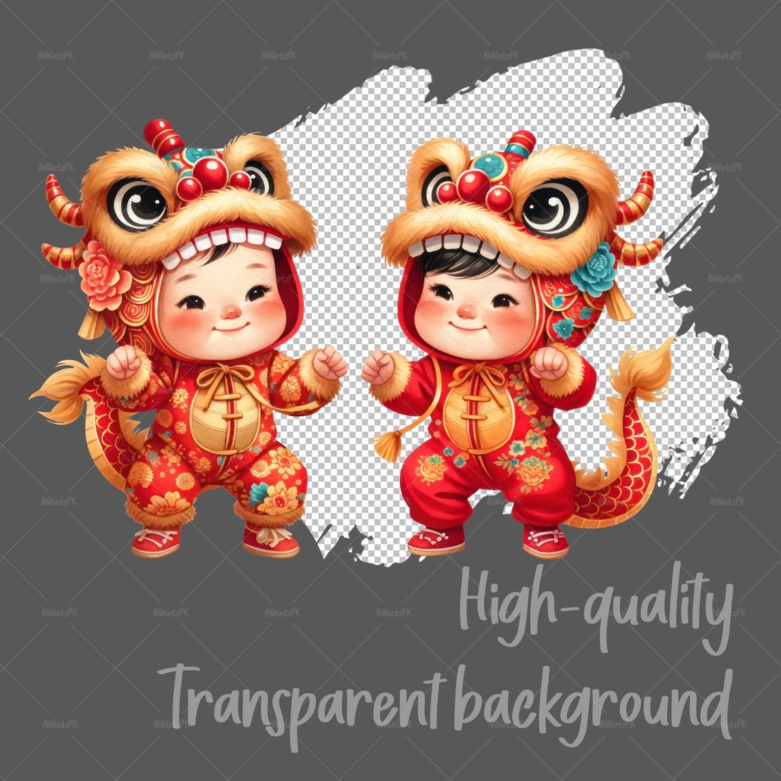 Chinese New Year Watercolor Clipart, Chinese Baby Clipart, Cute Baby ...