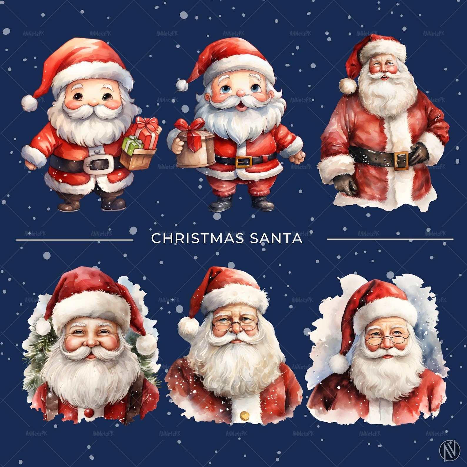 Santa Claus Watercolor Clipart, Christmas Clipart, Santa Claus Clipart ...