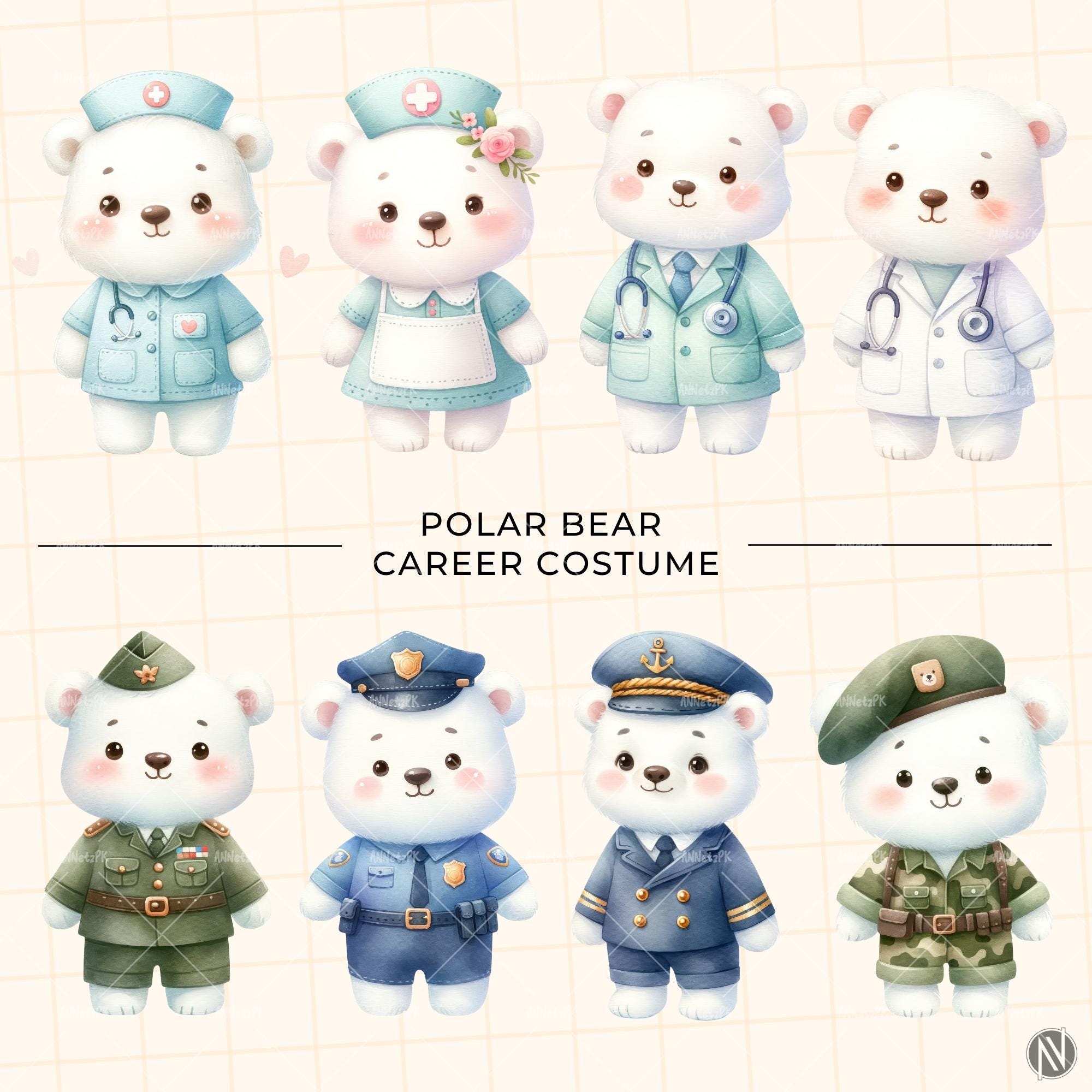 Polar Bear Career Costume Clipart | Fun Animal in Professional Outfits ...