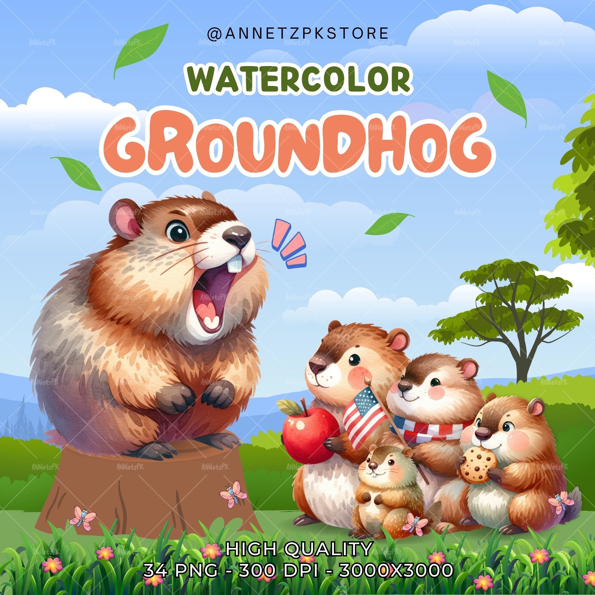 34 Groundhog Watercolor PNG, Groundhog Clipart, Groundhog Day Png ...