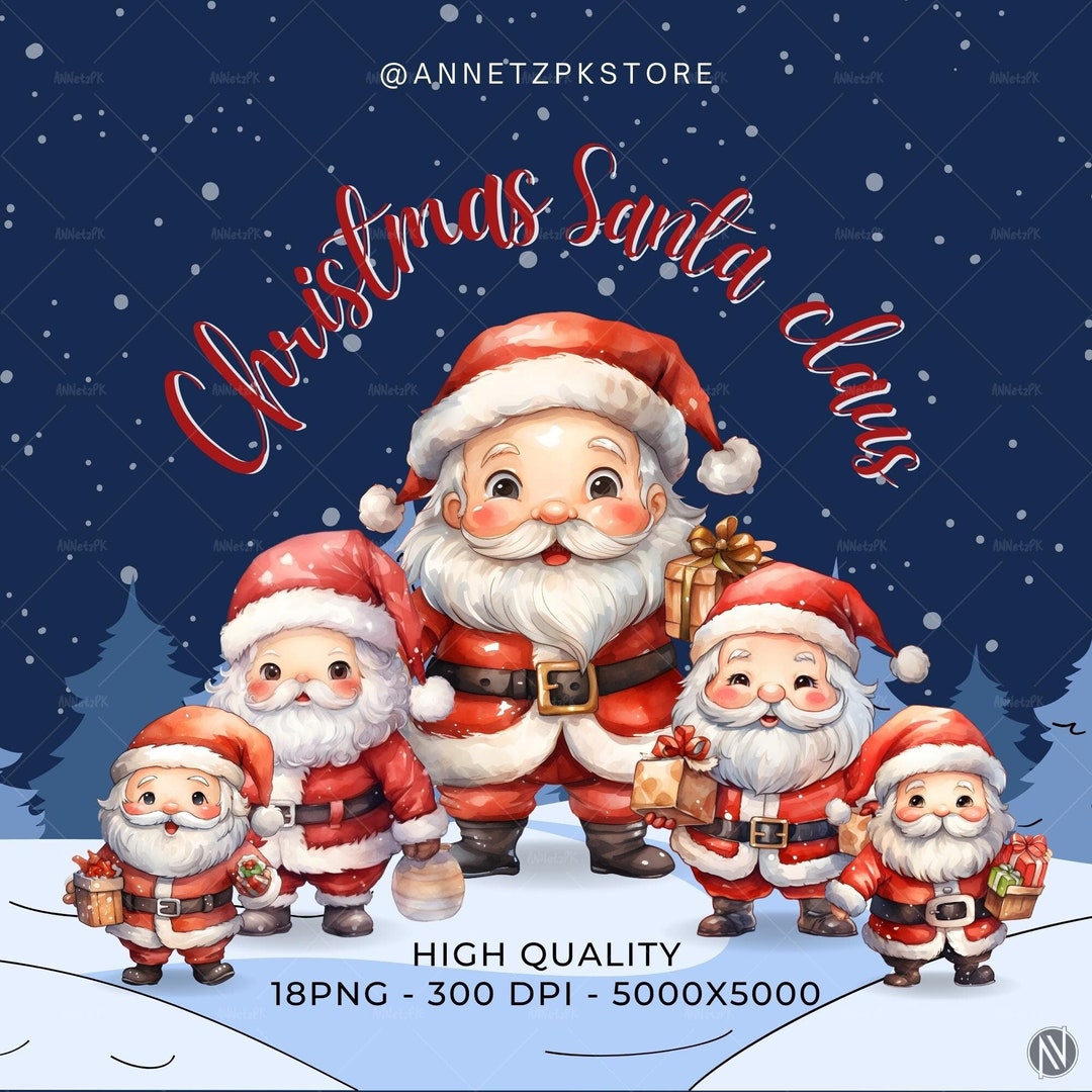 Santa Claus Watercolor Clipart, Christmas Clipart, Santa Claus Clipart ...