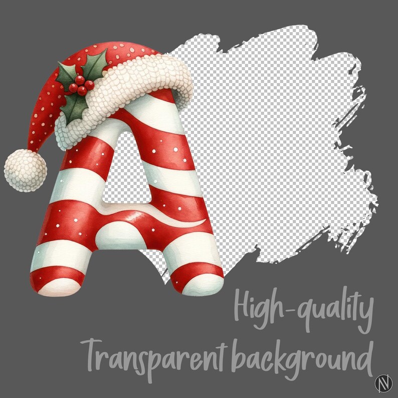 Christmas Candy Cane Alphabet, Clipart Bundle, Christmas Font, Candy ...