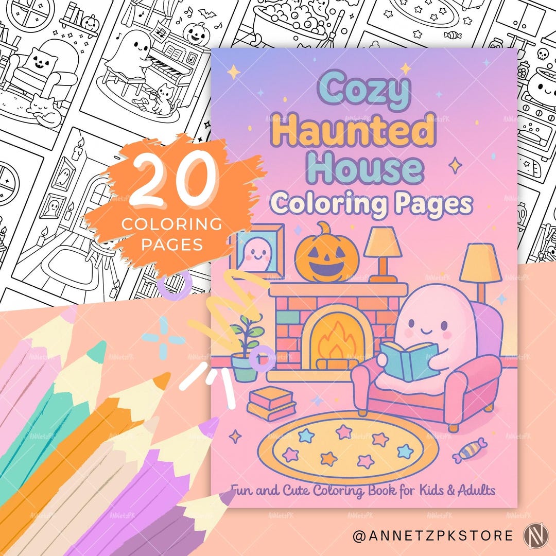 Cozy Haunted House Coloring Pages: Halloween Spooky Line Art (A4 PDF ...