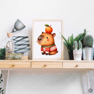 Capybara Christmas PNG, Watercolor Clipart Bundle, Capybara Santa, Cute ...