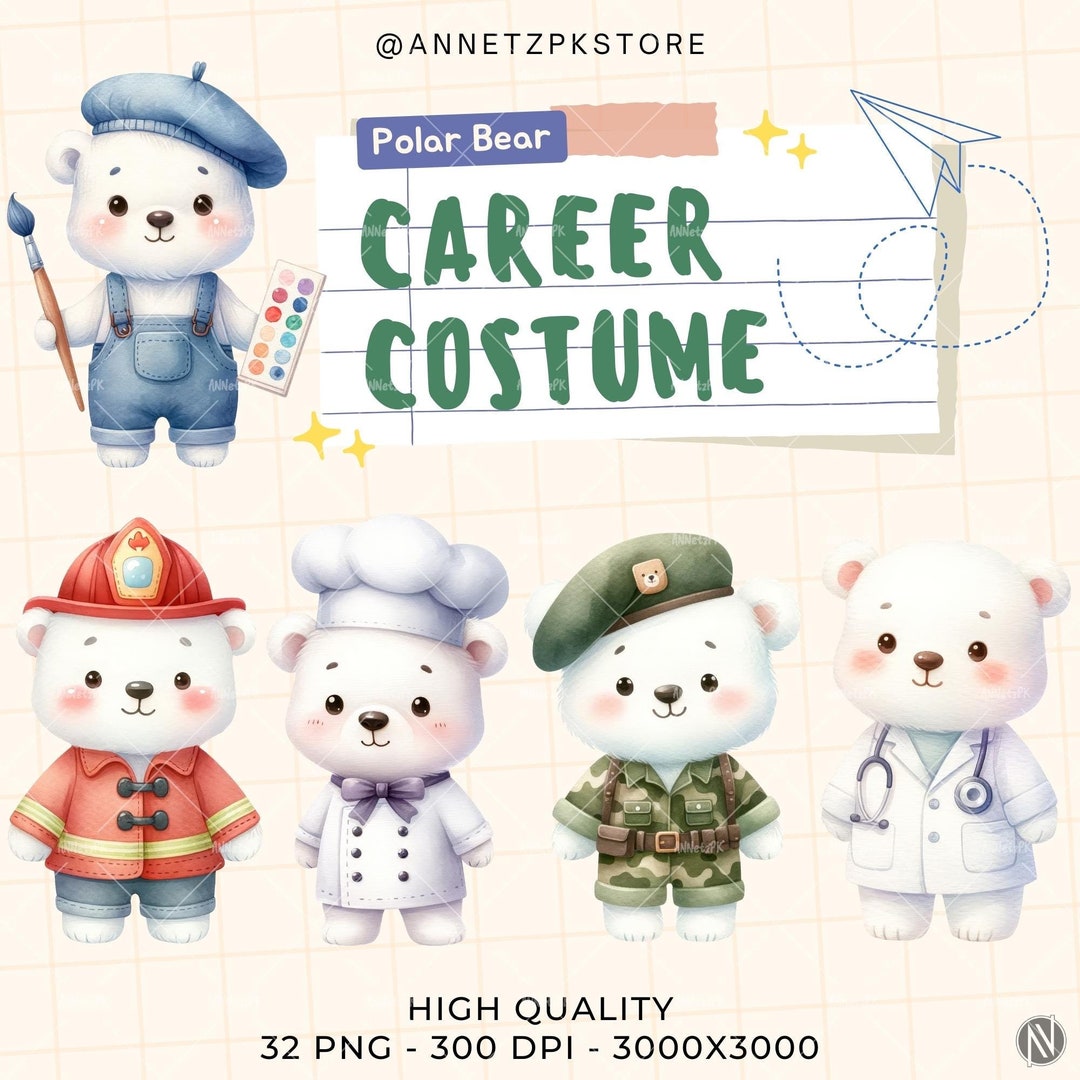 Polar Bear Career Costume Clipart | Fun Animal in Professional Outfits ...
