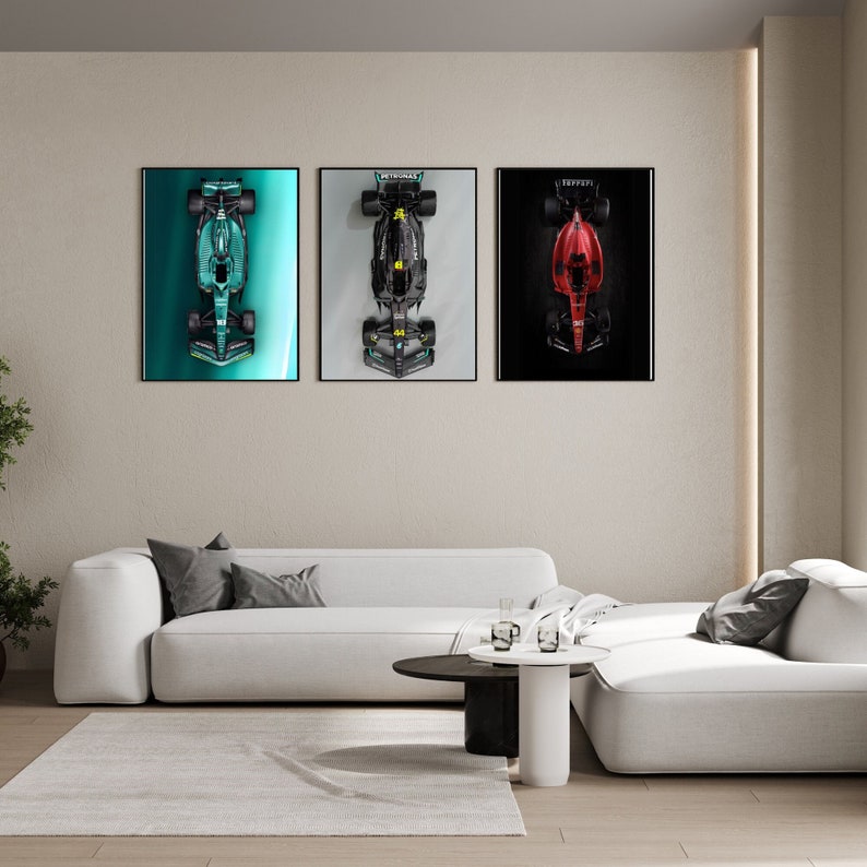 F1 Car Poster, 3 Piece F1 Car Poster, Formula 1 Wall Art, F1 Digital ...