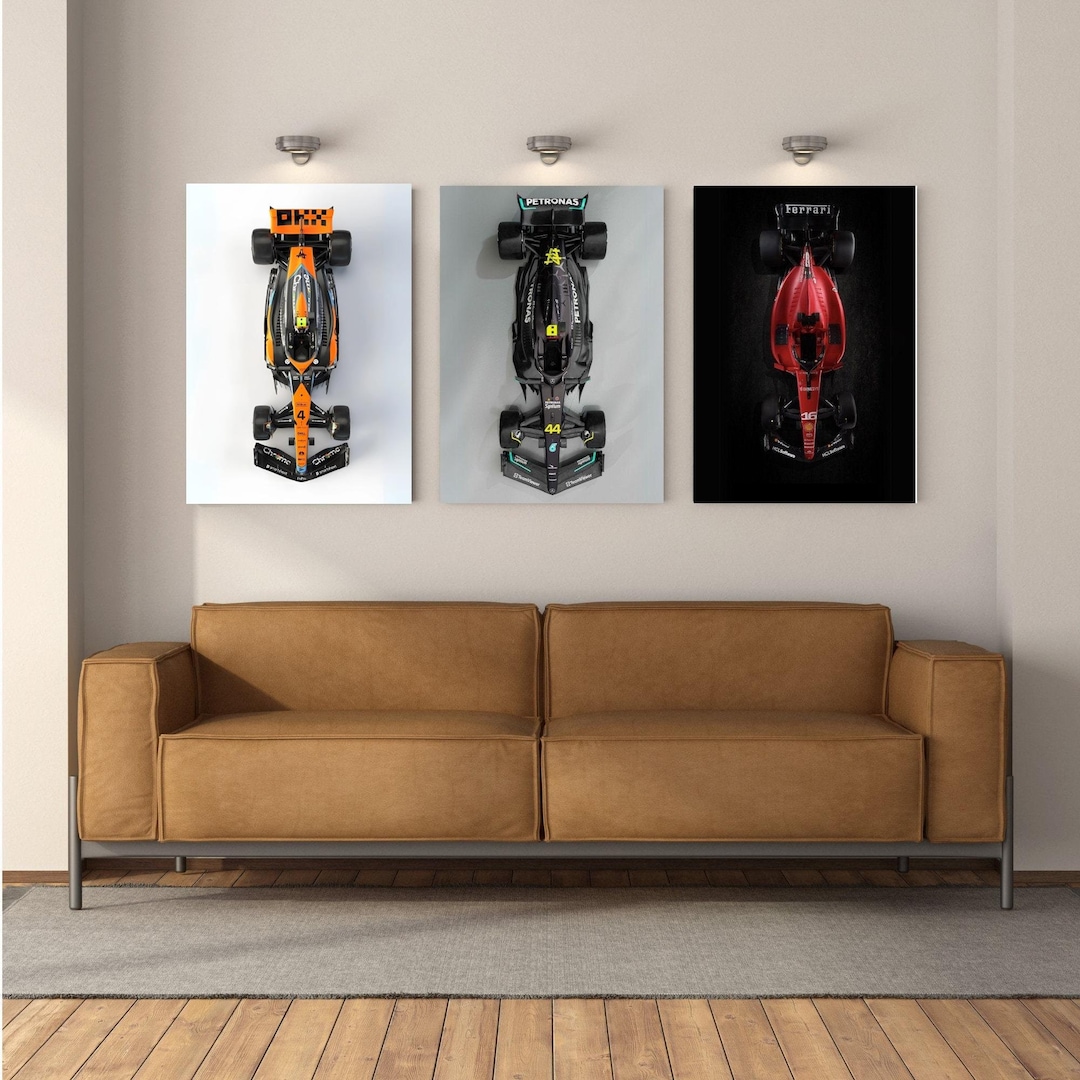 F1 Car Poster, 3 Piece F1 Car Poster, Formula 1 Wall Art, F1 Digital ...