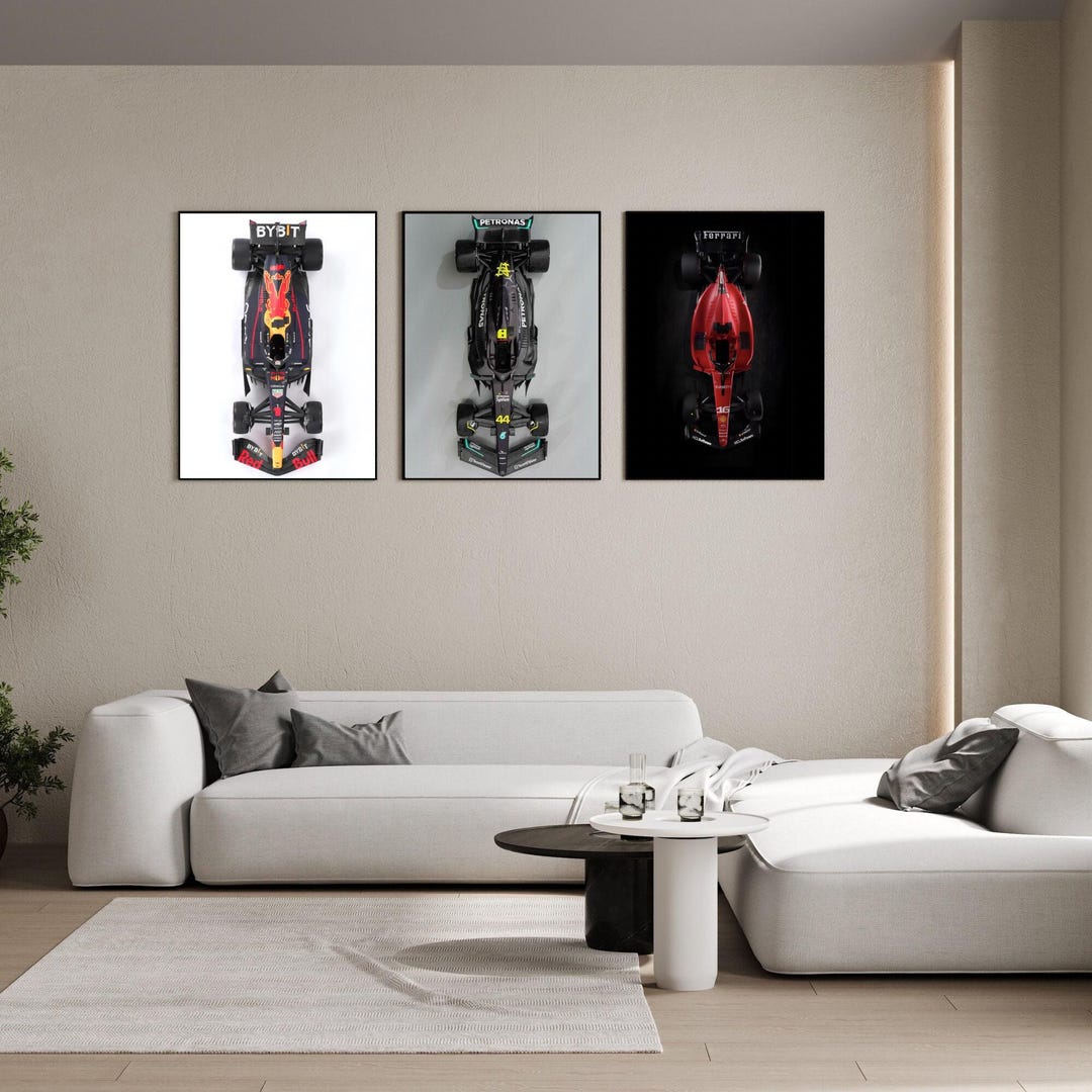 F1 Car Poster, 3 Piece F1 Car Poster, Formula 1 Wall Art, F1 Digital ...