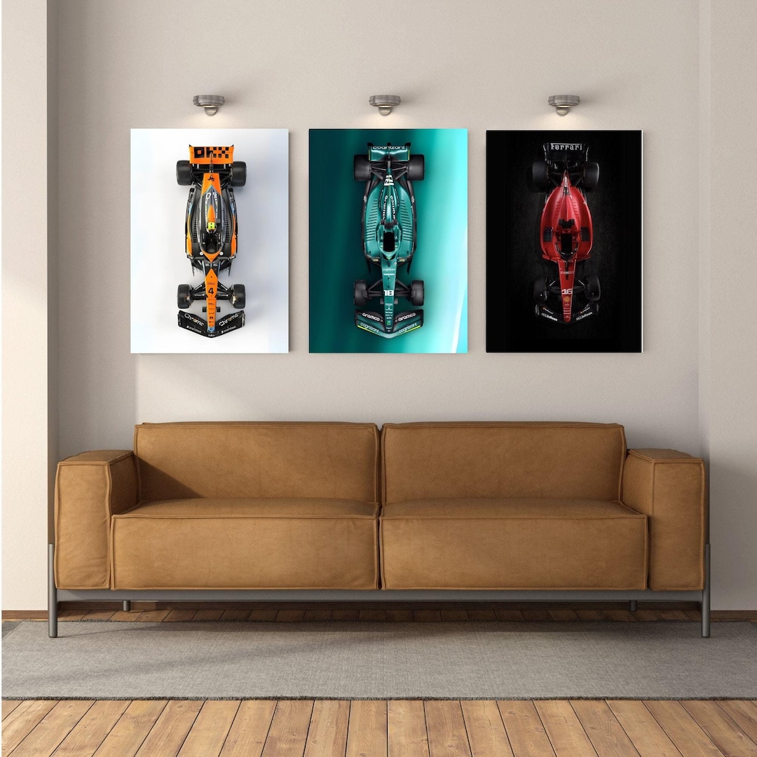 F1 Car Poster, 3 Piece F1 Car Poster, Formula 1 Wall Art, F1 Digital ...