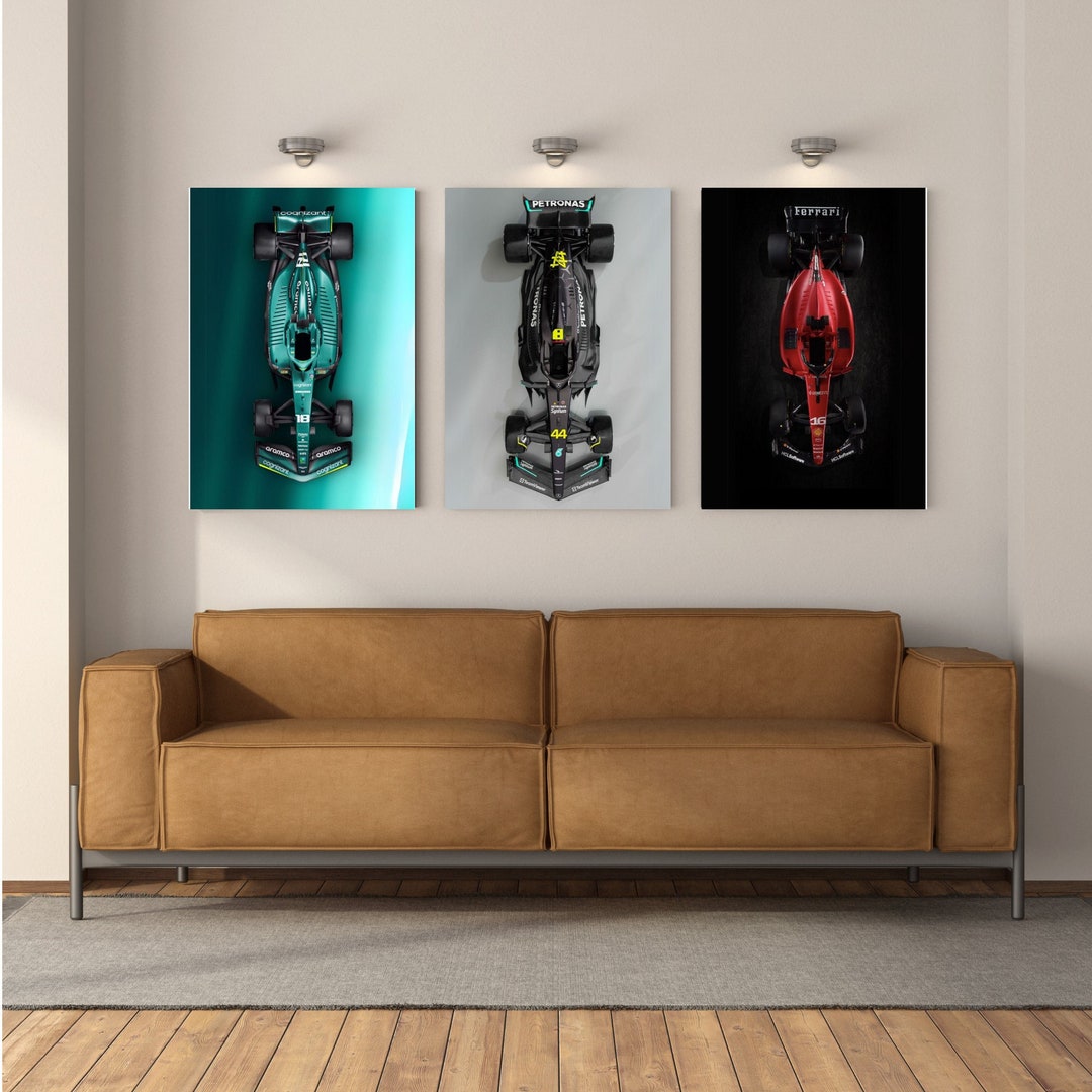 F1 Car Poster, 3 Piece F1 Car Poster, Formula 1 Wall Art, F1 Digital ...