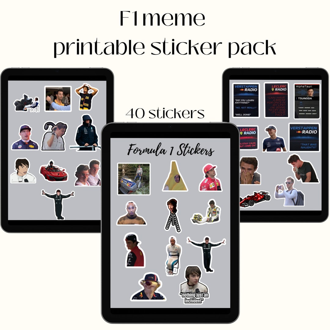 F1 Memes Printable Sticker Pack, 40 F1 Stickers Digital Download. - Etsy