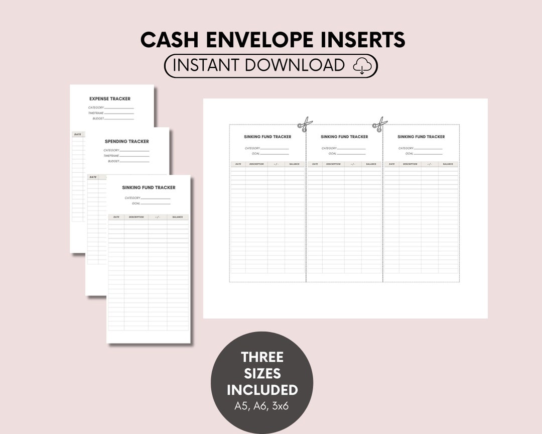 CASH ENVELOPE Inserts Printable, Sinking Funds, Expense and Spending ...
